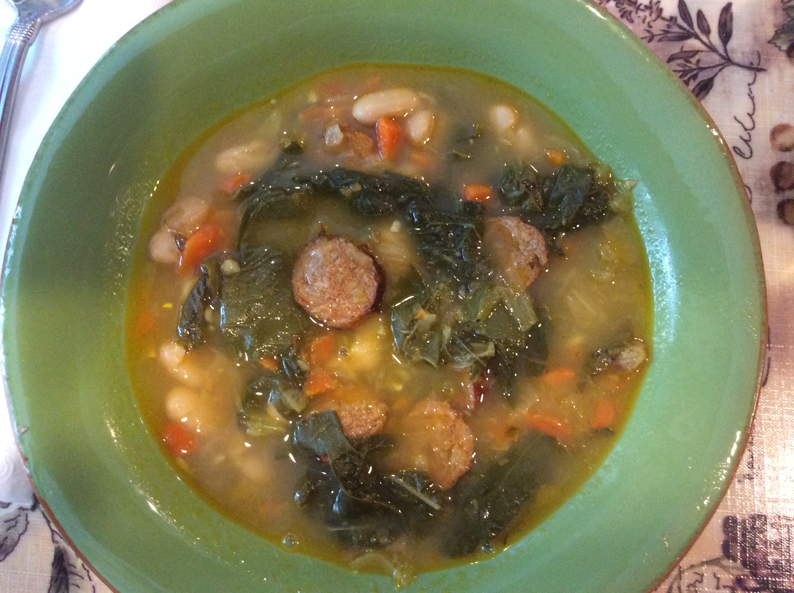 Sausage and Swiss Chard Soup | My Kitchen Memories